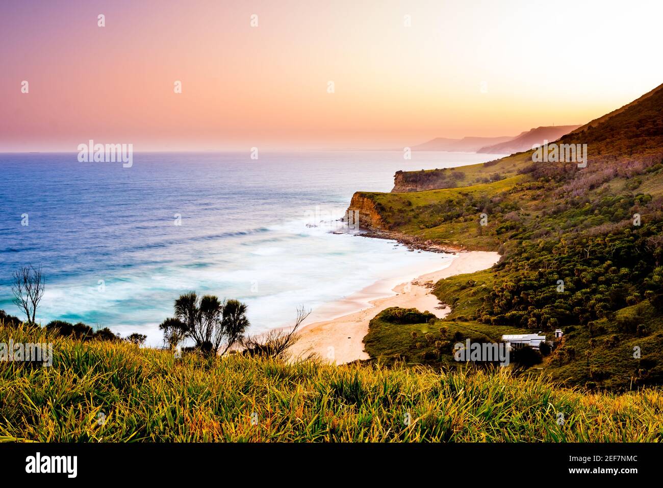 Sunset Scape of Burning Palms Beach in Royal National Park Stock Photo ...