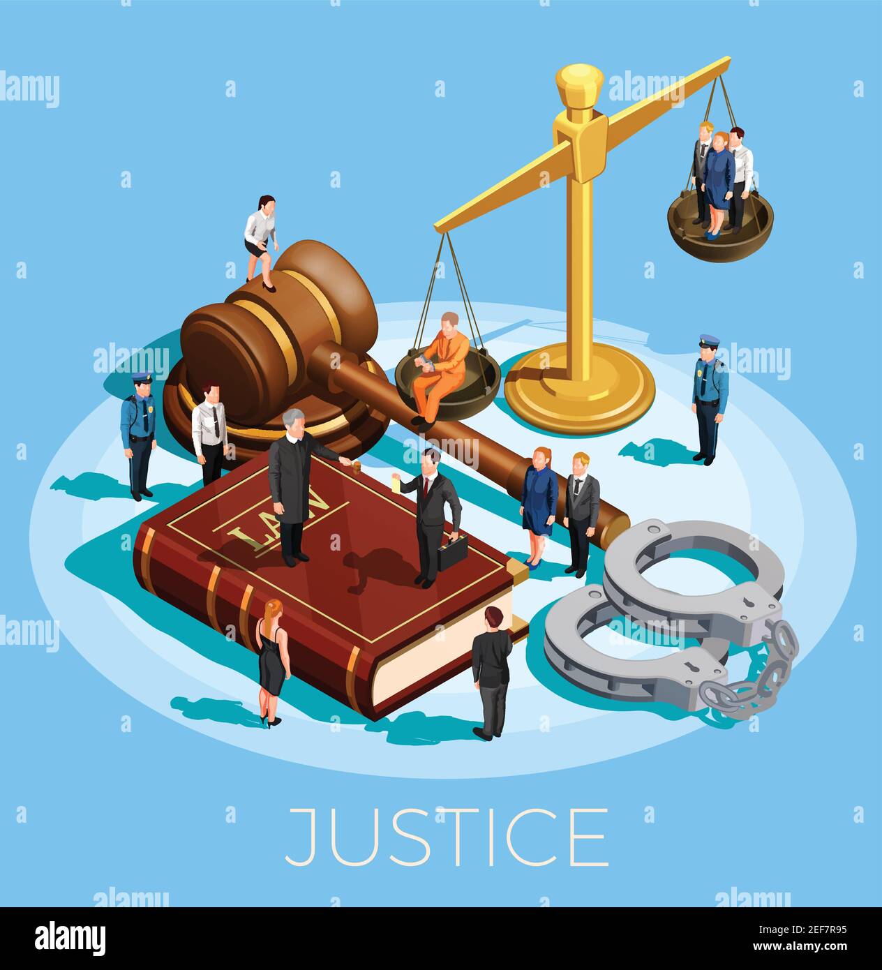 Law design isometric conceptual composition with little people on top ...