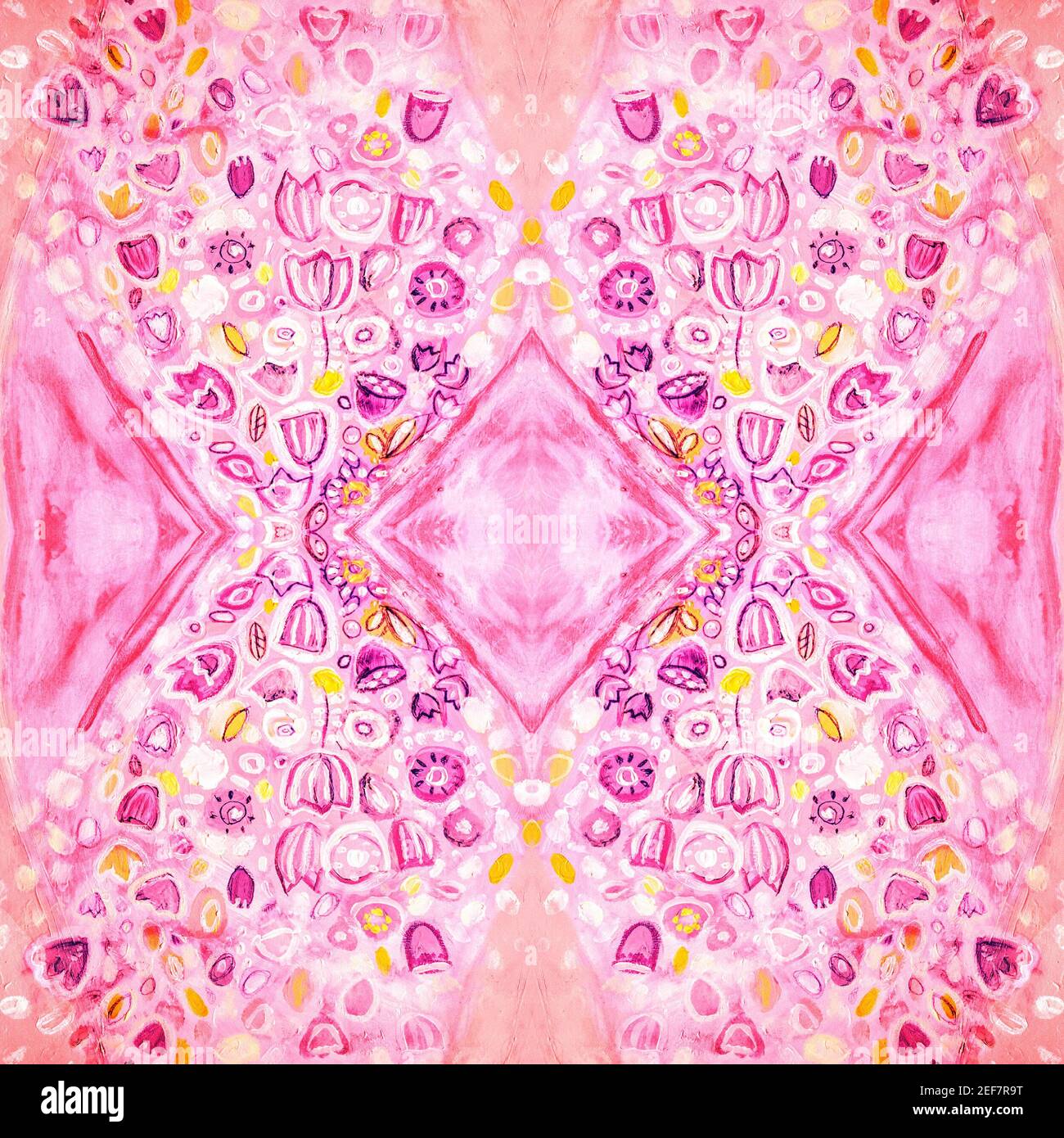 Seamless pattern with pretty flower on pink background, based on hand ...