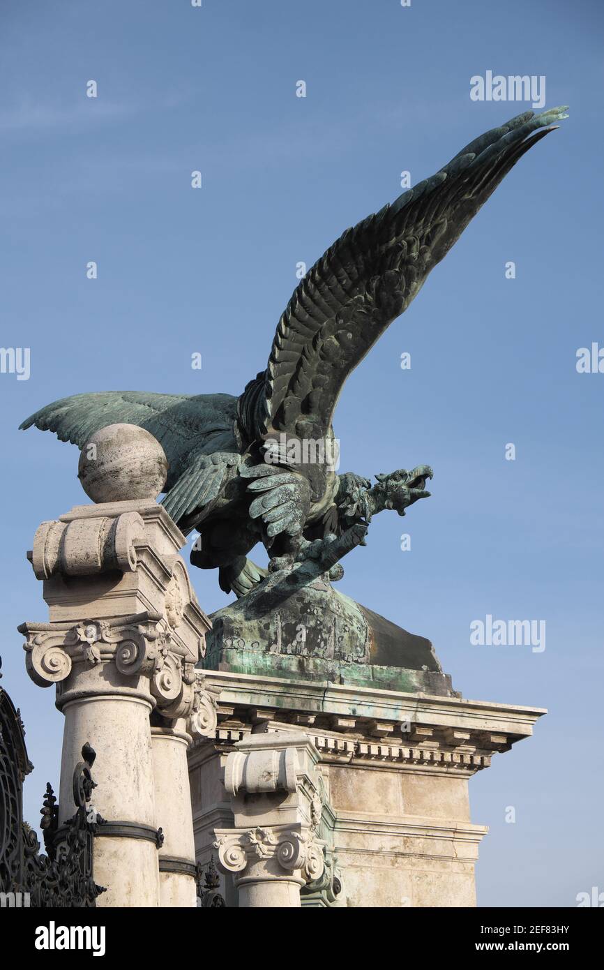 Turul (mythical guardian bird of Hungary), Castle District, Budapest ...