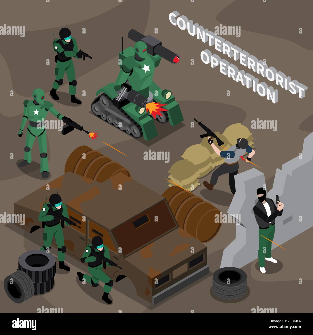 Robot professions 3d design concept on theme of counterterrorist ...