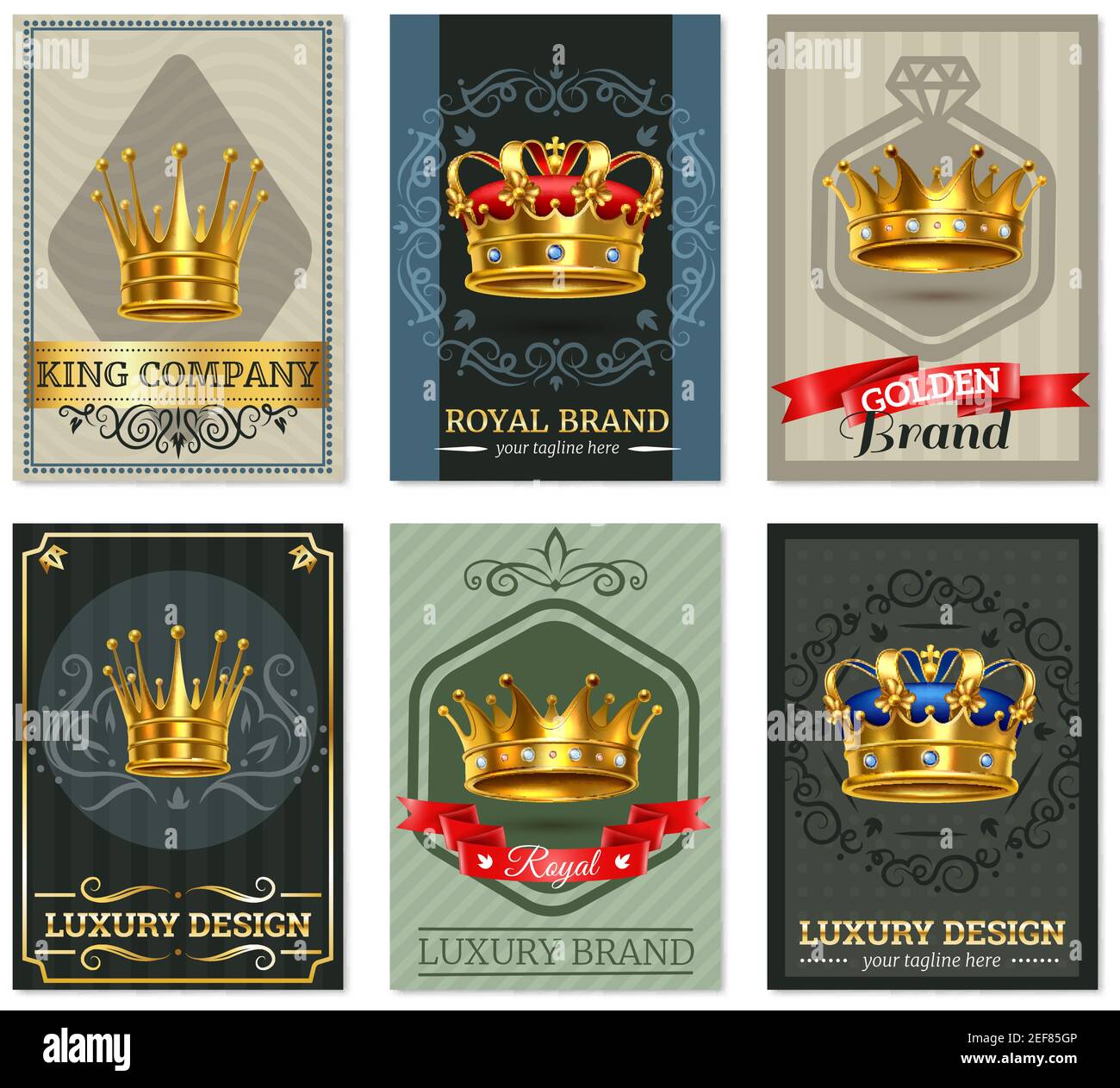 Imperial royal gold realistic crowns on noble background luxury emblems ...