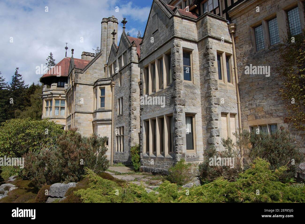 Cragside house front entrance old building famous residence rear ...