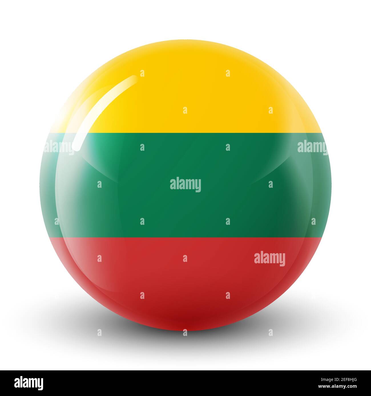 Glass light ball with flag of Lithuania. Round sphere, template icon ...