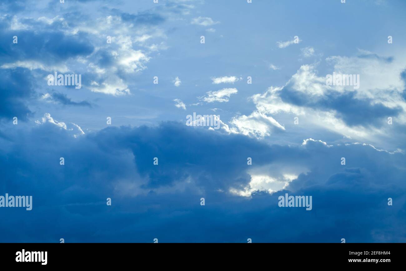 Deep blue sky with clouds, abstract nature background photo Stock Photo ...