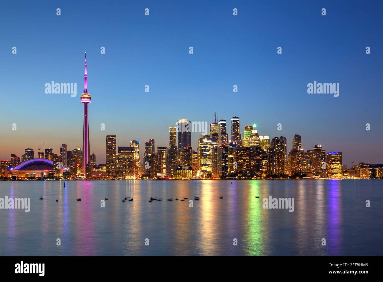 Skyline of Toronto with the iconic CN Tower, Ontario, Canada Stock ...
