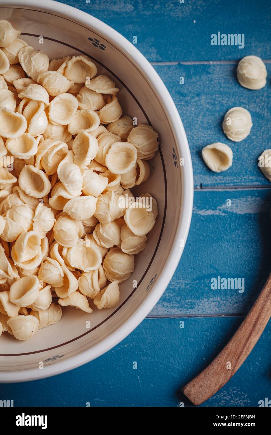 Traditional hand made apulian orecchiette shaped pasta Stock Photo - Alamy