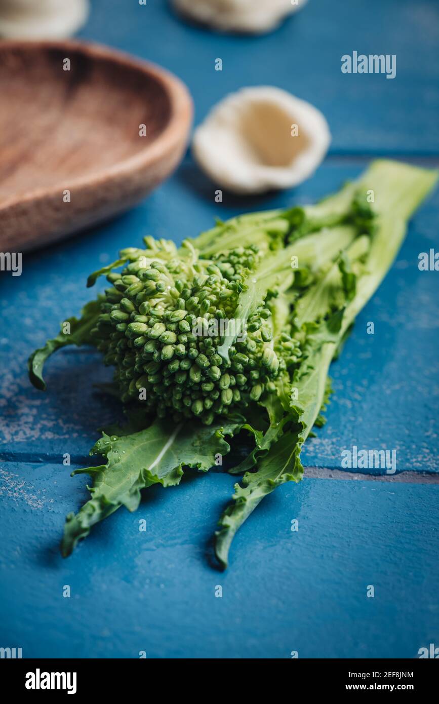Traditional apulian dish with orecchiette shaped pasta and turnip tops ...