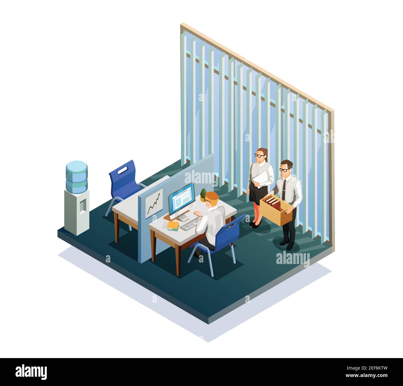 Isometric recruitment people working at office 3d vector illustration ...