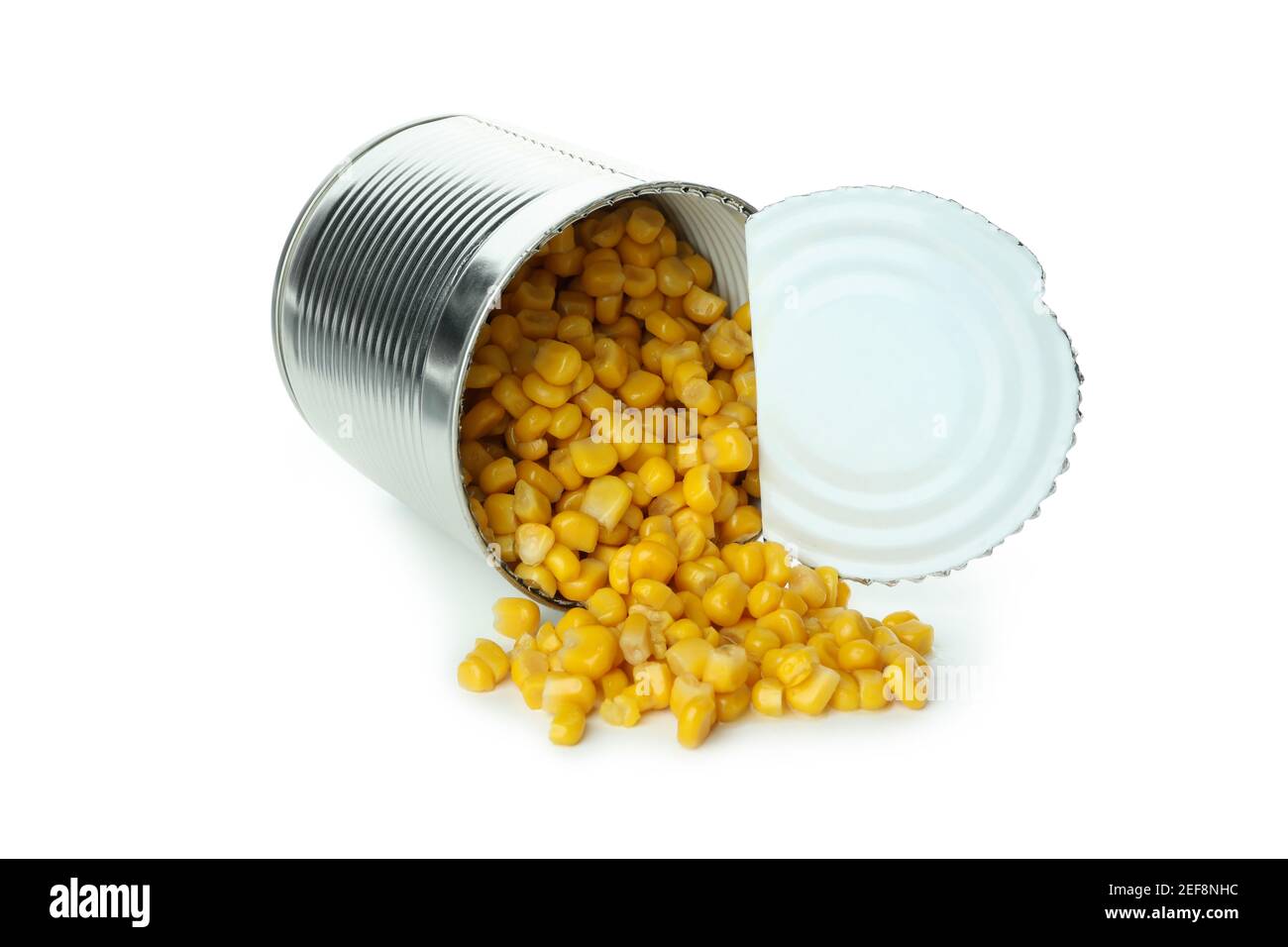 Tin of canned corn isolated on white background Stock Photo - Alamy