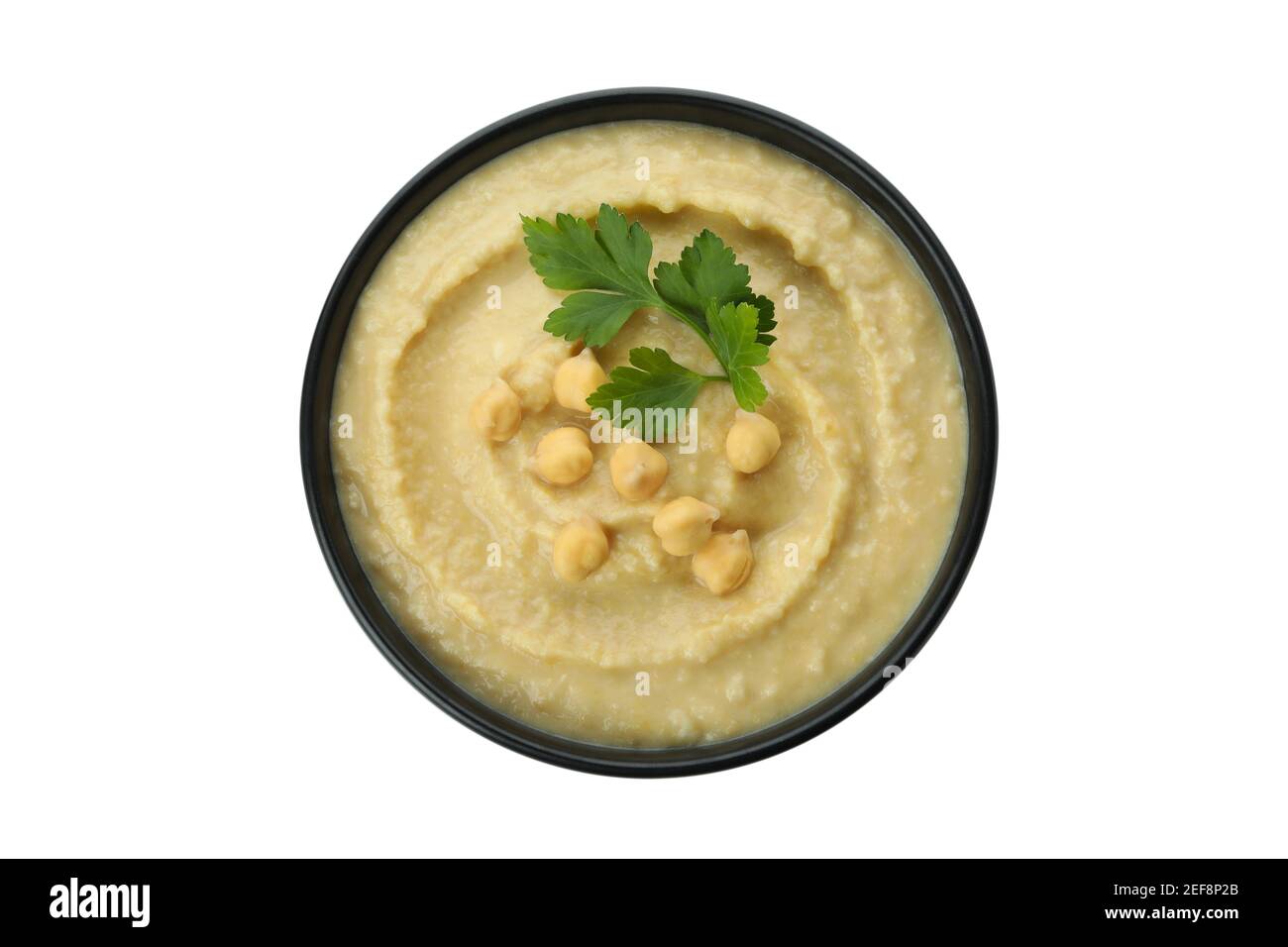 Bowl of fresh hummus isolated on white background Stock Photo - Alamy