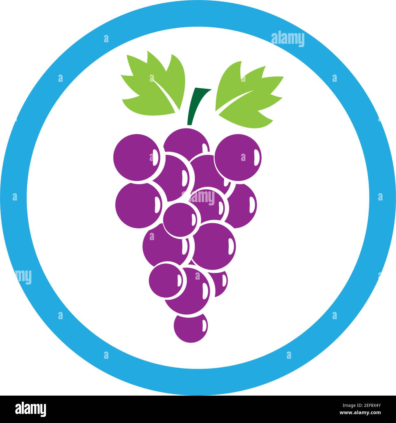 Bunch of wine grapes with leaf icon for food apps and websites Stock ...
