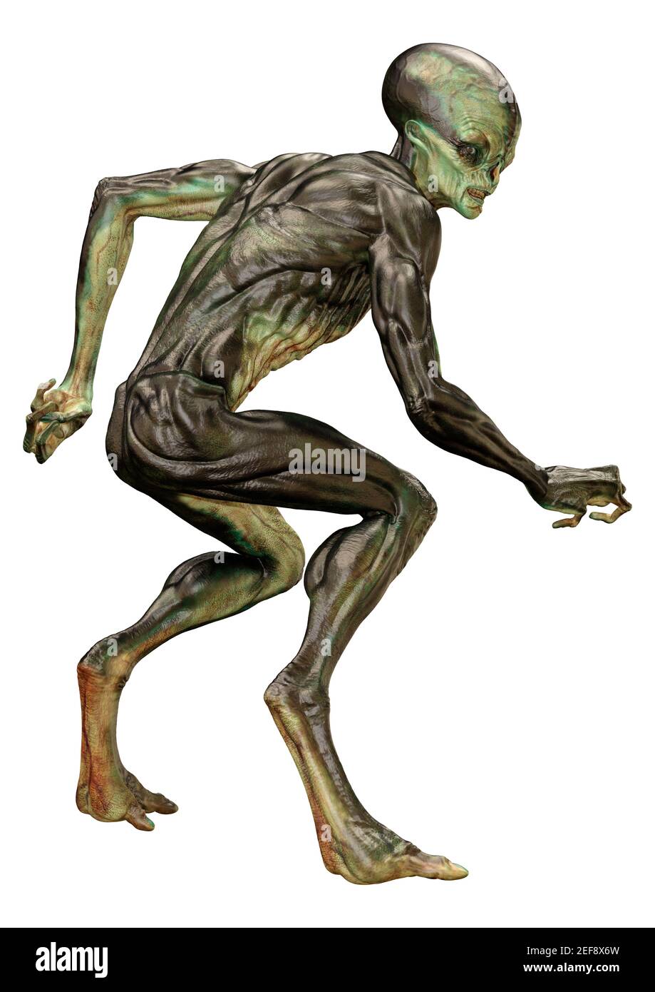 3D rendering of a green alien isolated on white background Stock Photo ...