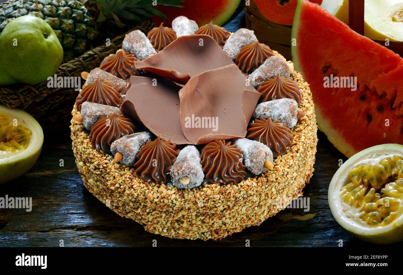 Chocolate cake with nuts Stock Photo - Alamy