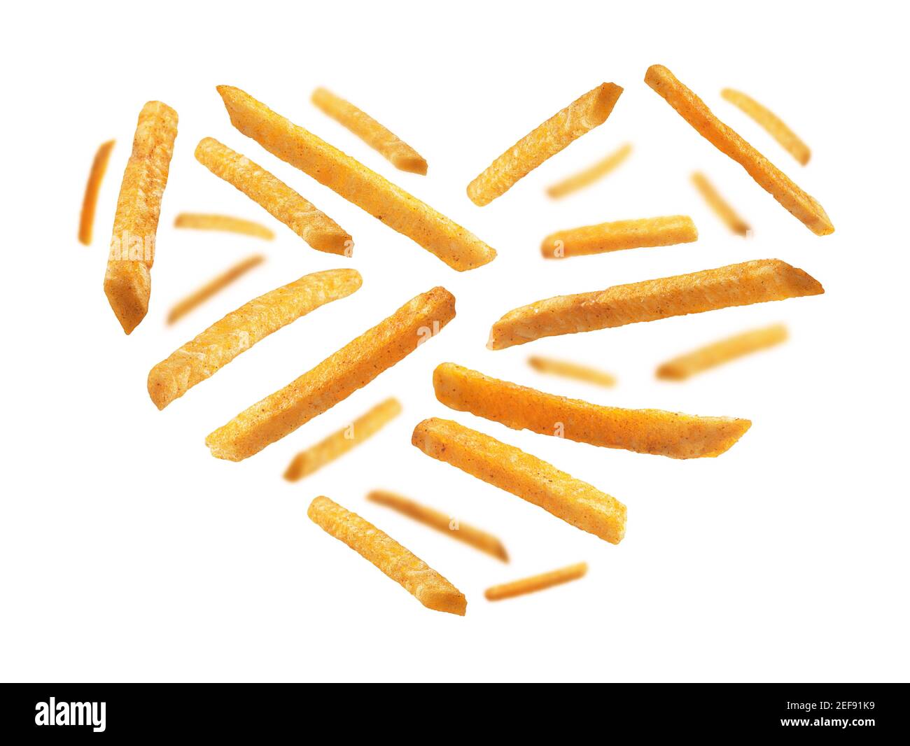 French fries in the shape of a heart on a white background Stock Photo ...