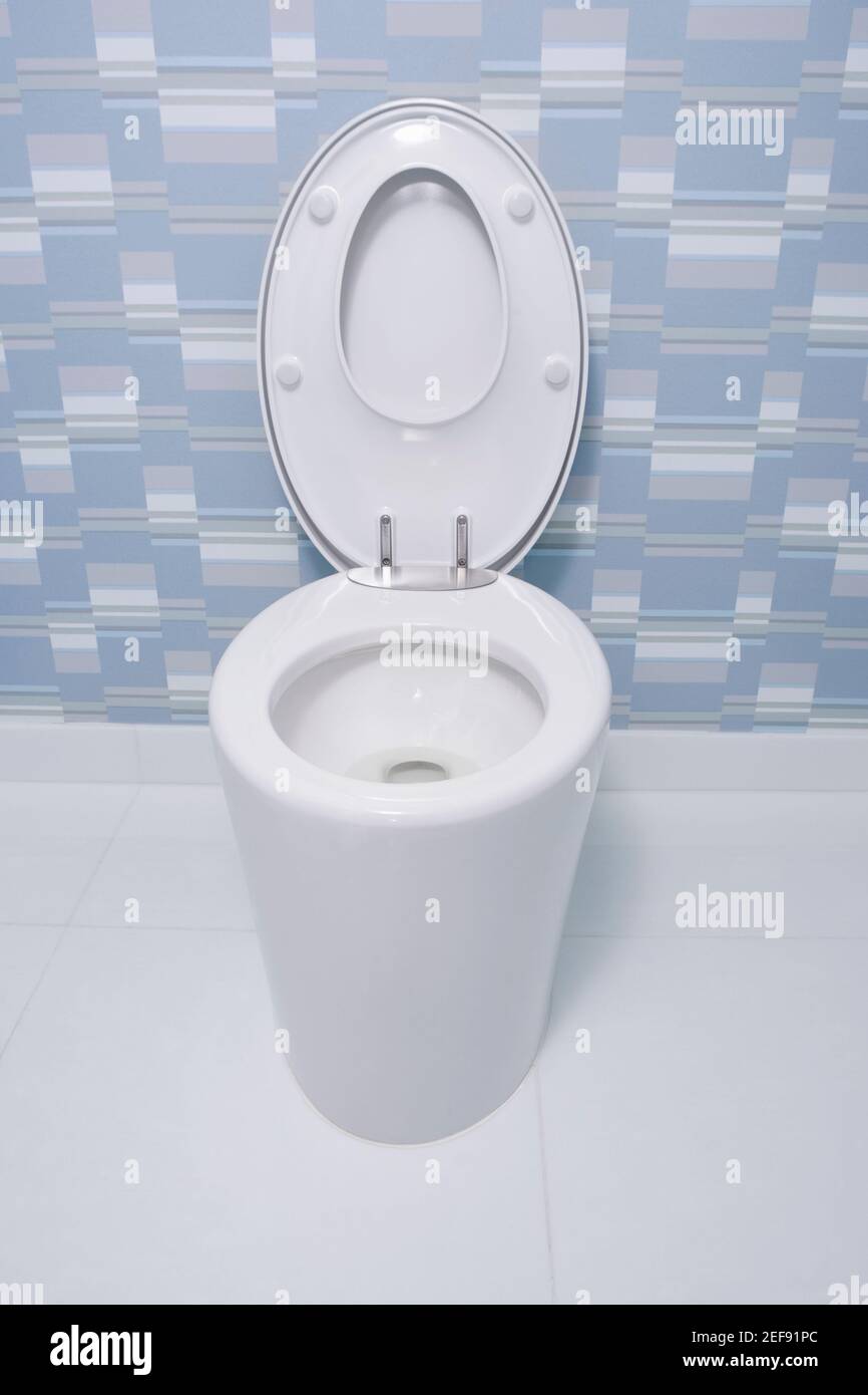 High angle view of a toilet bowl in a bathroom Stock Photo - Alamy
