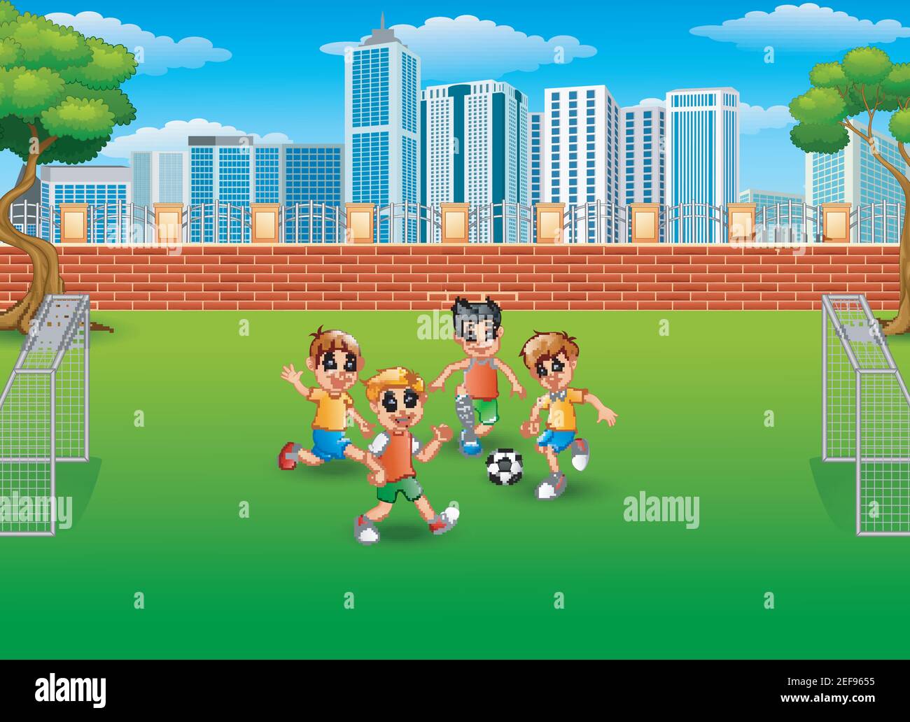 Friends soccer field Stock Vector Images - Alamy