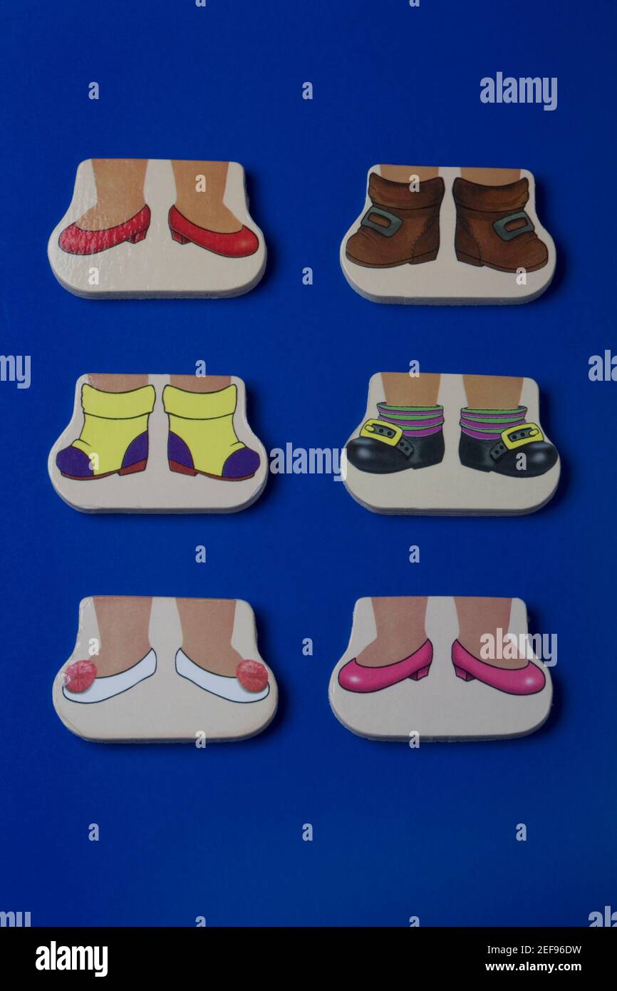 Close-up of different type of footwear cutouts Stock Photo - Alamy