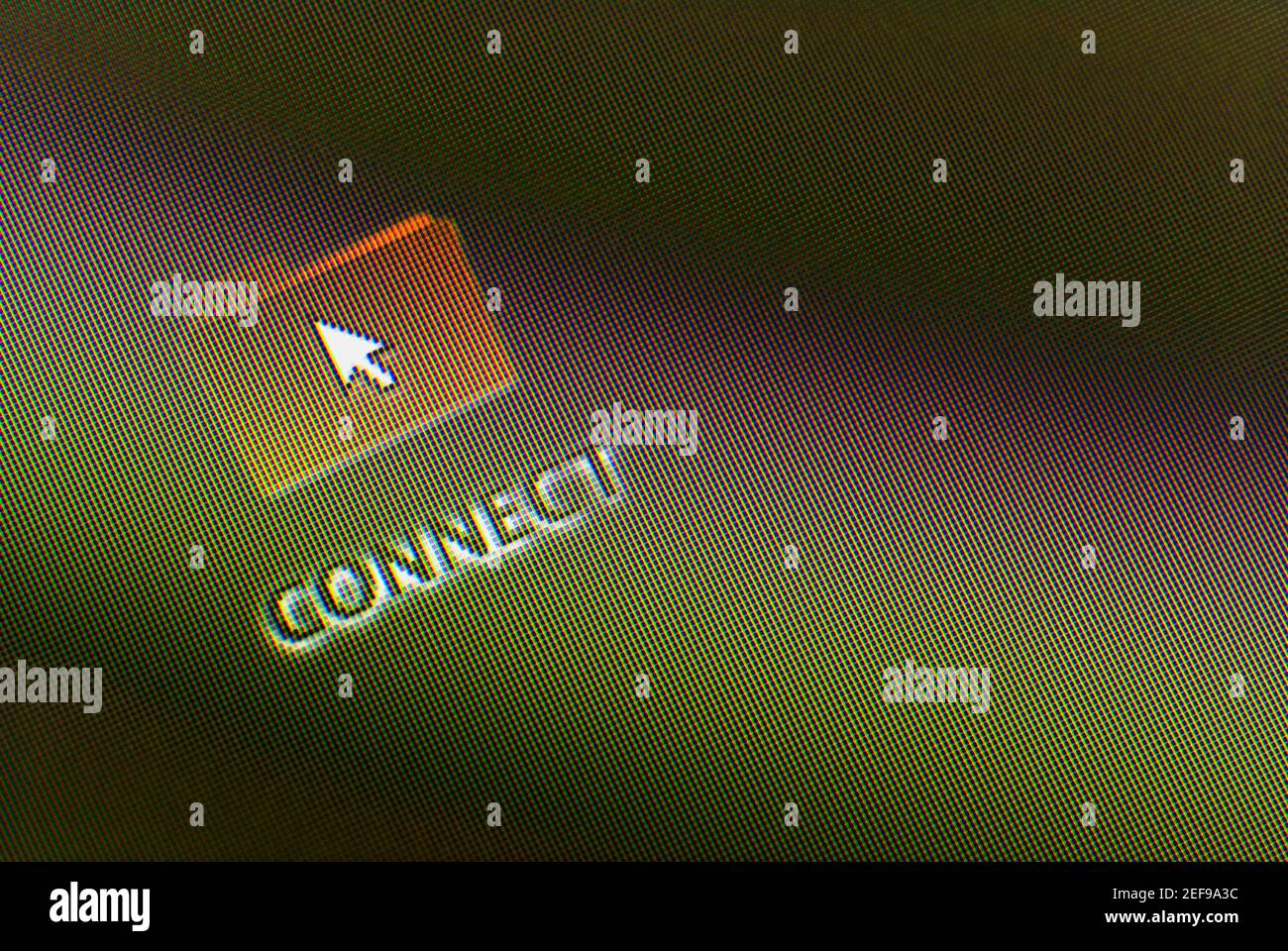 Close up of a connect icon and a cursor on a monitor screen Stock Photo ...