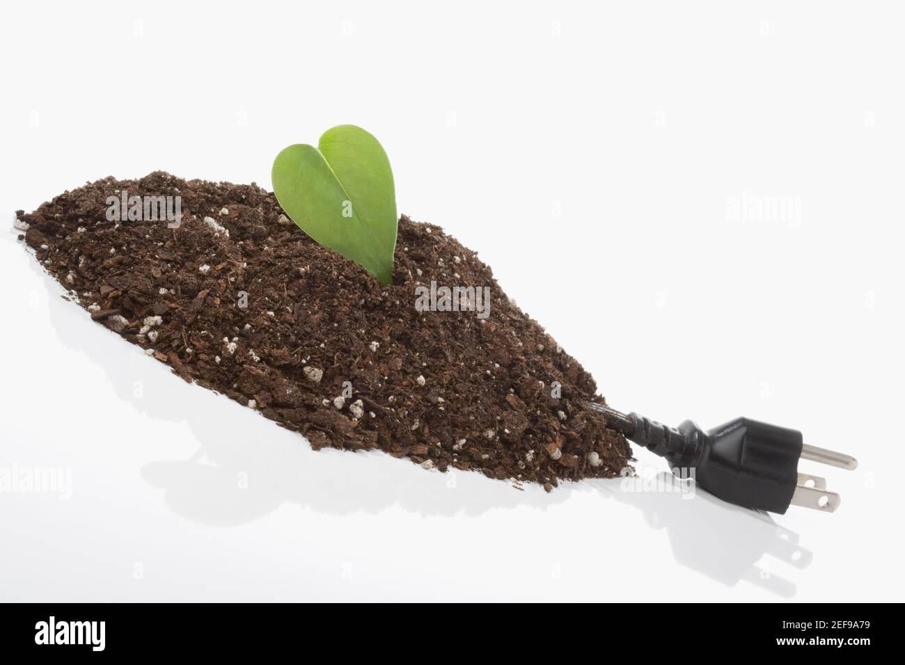 Three pin plug with leaf and soil Stock Photo - Alamy