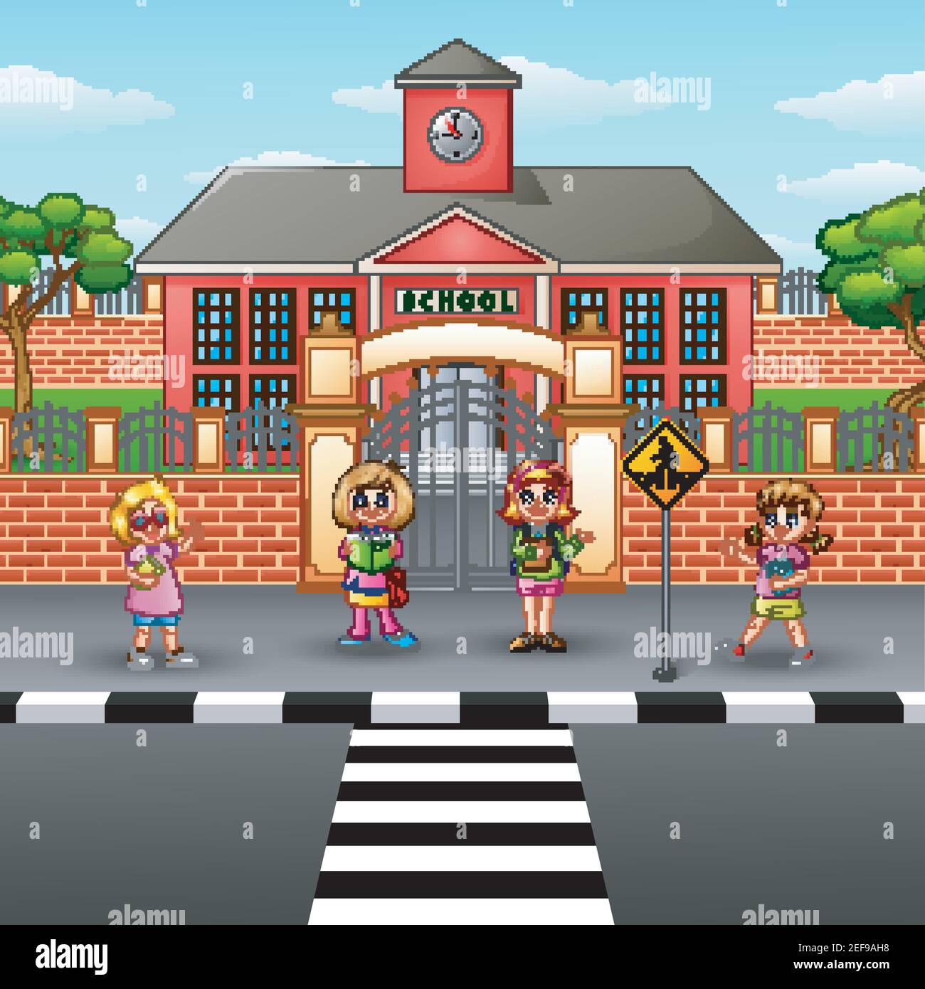 Pedestrian Crossing Street Cartoon