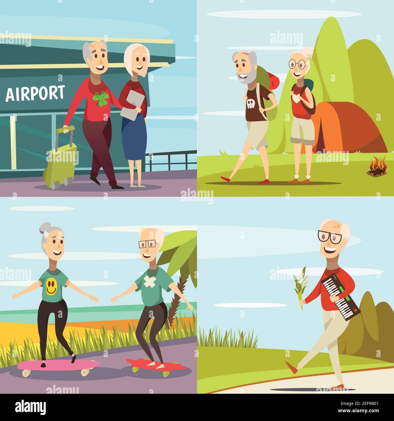 Elderly people concept icons set with travel and tourism symbols ... Elderly people concept icons set with travel and tourism symbols ...