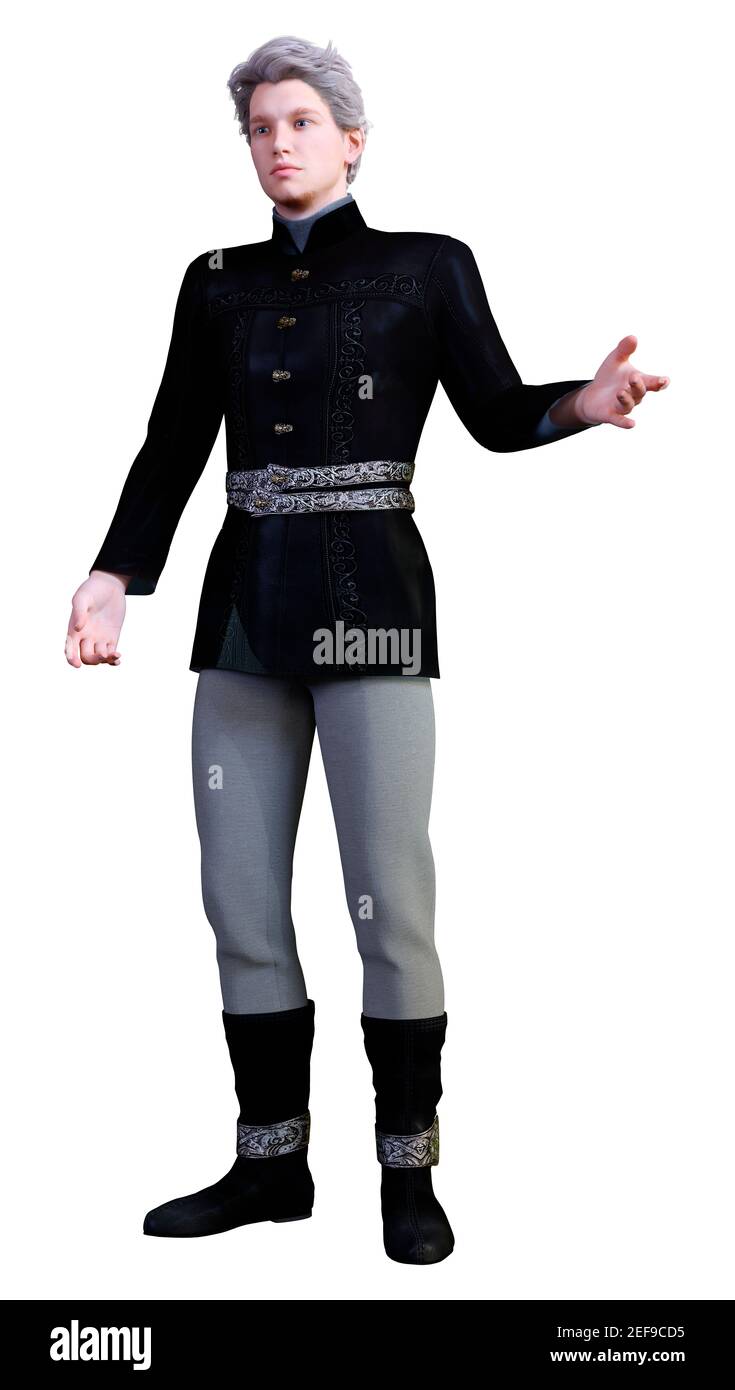 3D rendering of a fairy tale medieval prince isolated on white ...