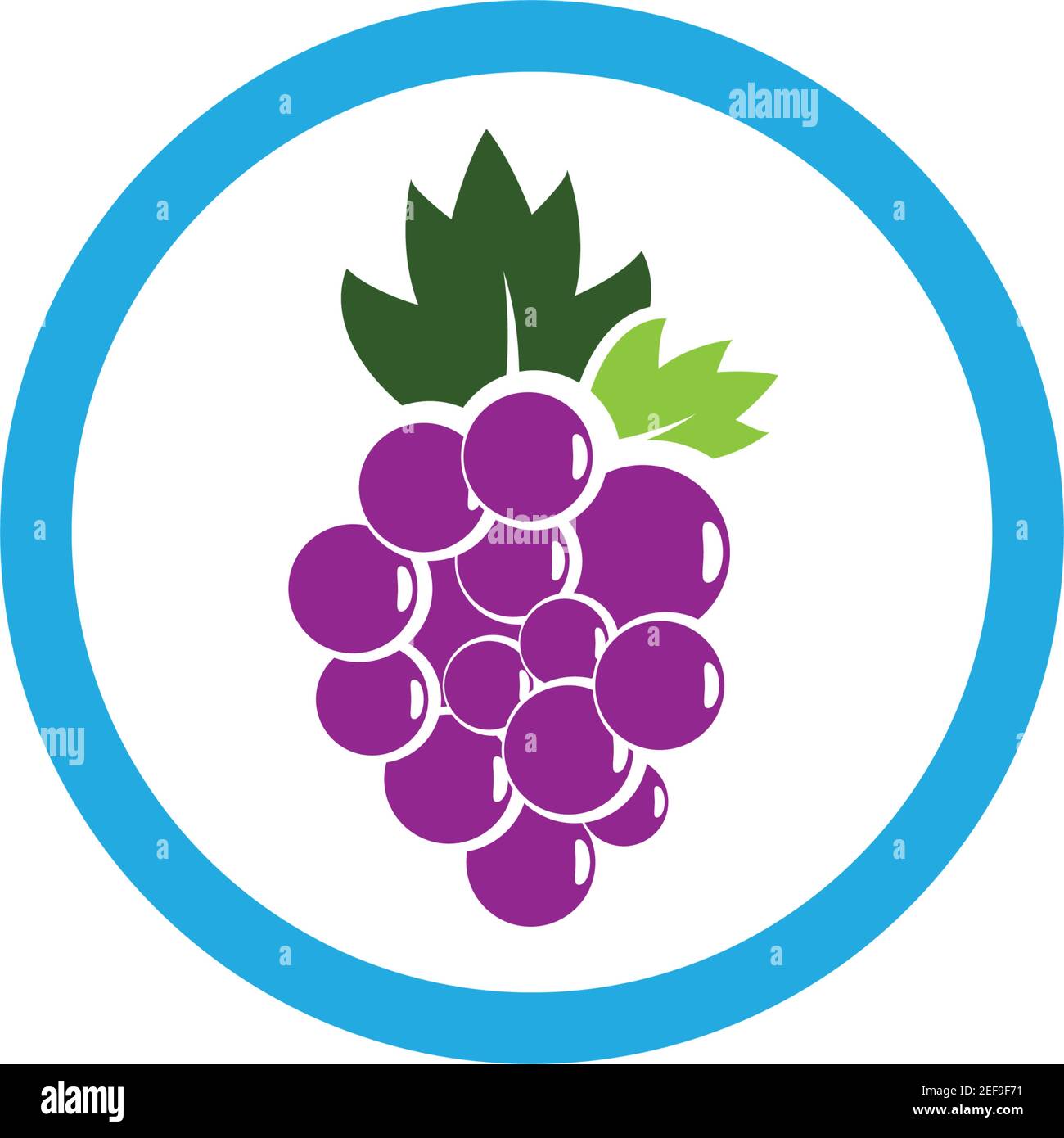 Bunch of wine grapes with leaf icon for food apps and websites Stock ...