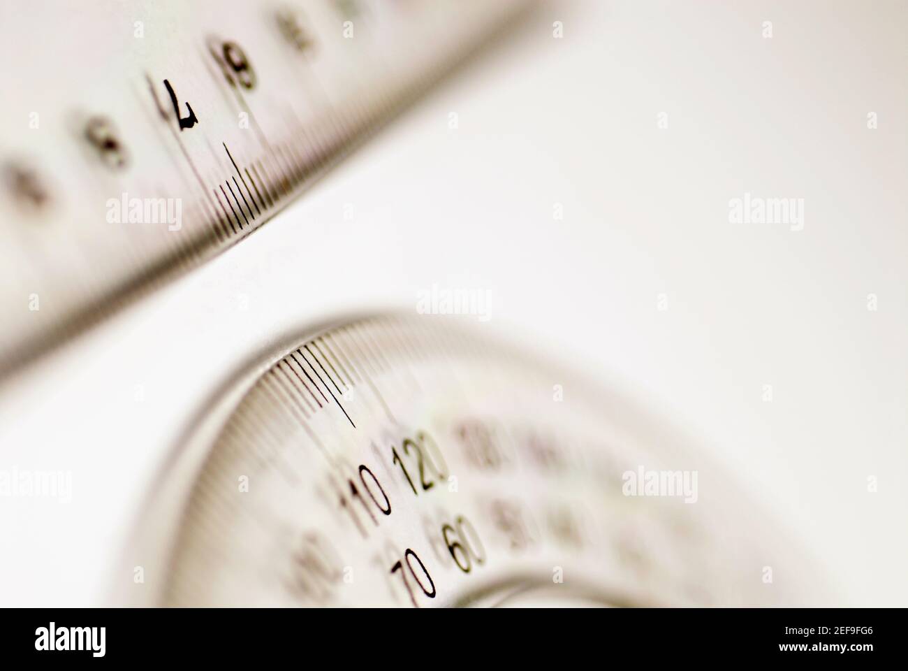 Close-up of a protractor and a ruler Stock Photo - Alamy