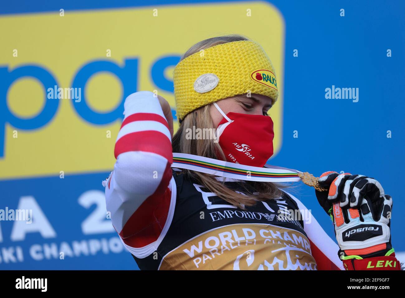 LIENSBERGER Katharina (AUT) Gold Medal during 2021 FIS Alpine World SKI ...