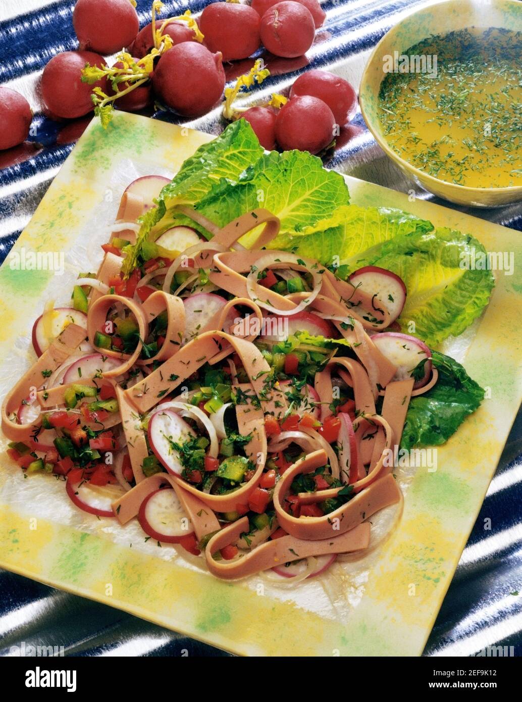 High angle view of spaghetti in a tray Stock Photo - Alamy