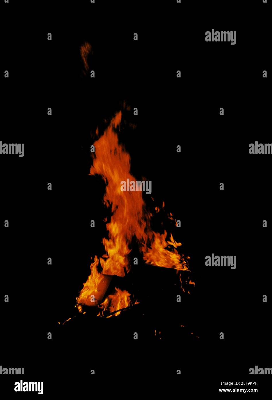 Flames of a fire at night Stock Photo - Alamy