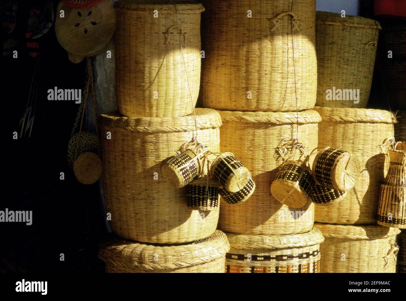 Stack of wicker baskets Stock Photo - Alamy