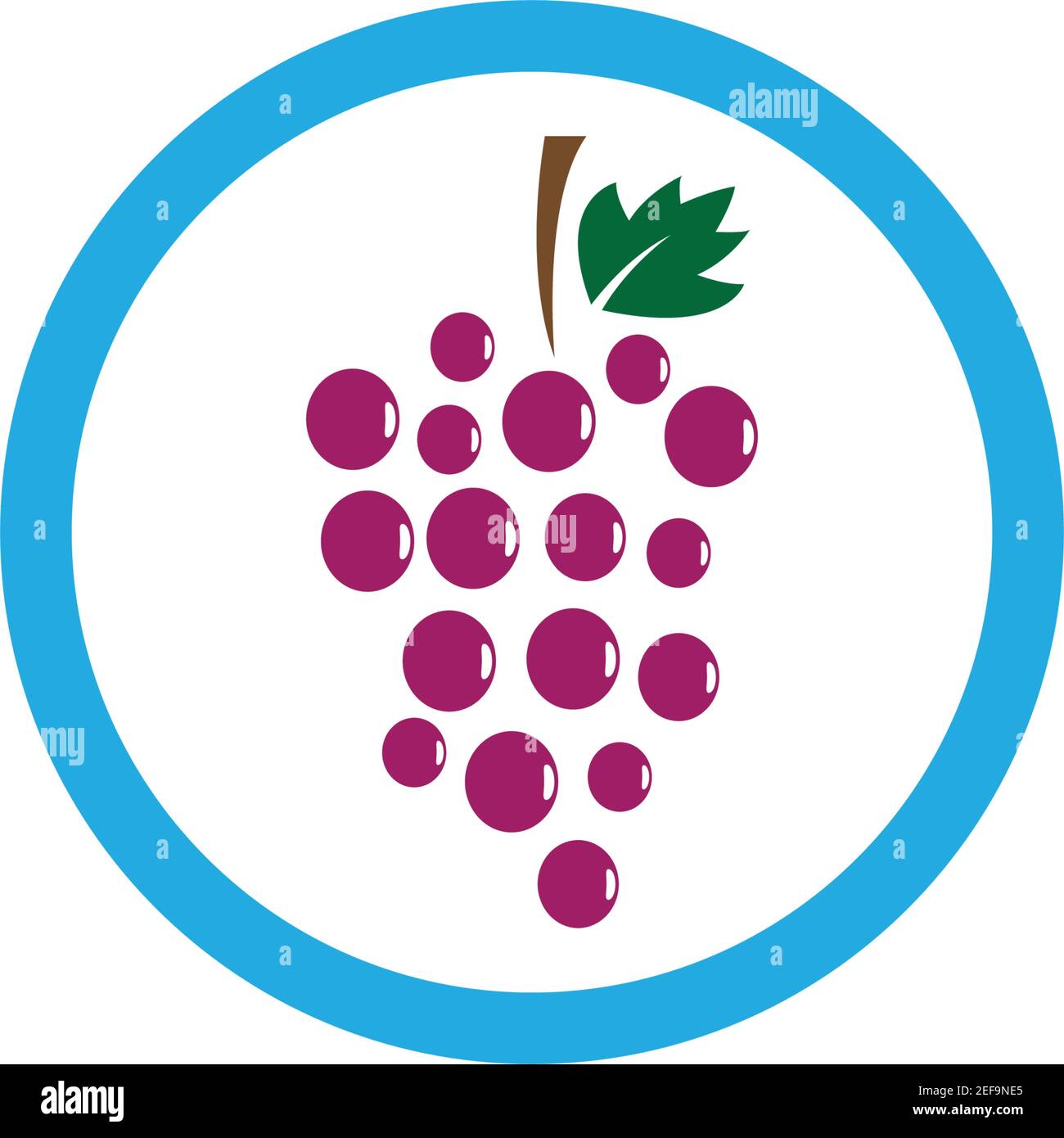 Bunch of wine grapes with leaf icon for food apps and websites Stock ...