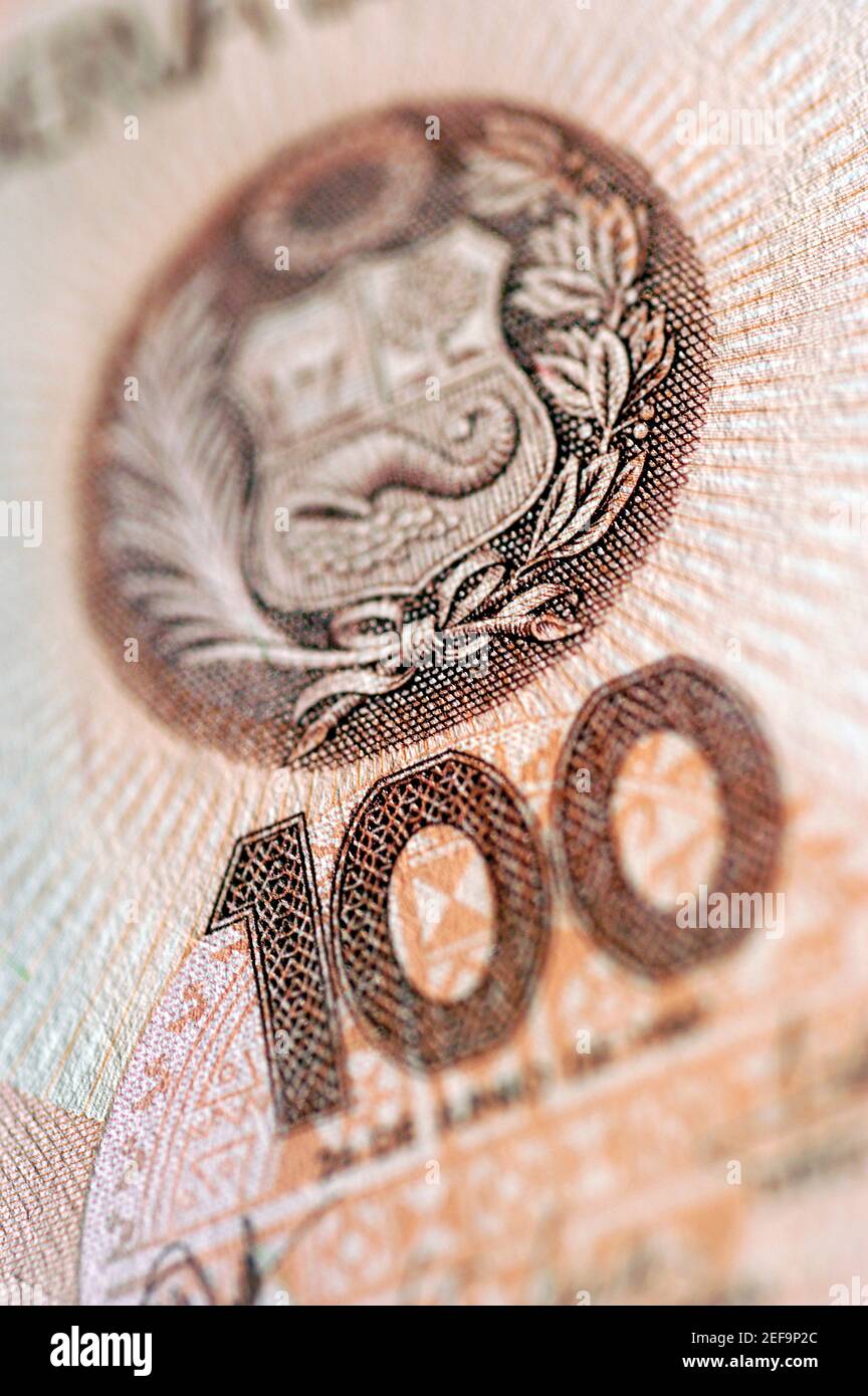 Extreme close-up of symbol and number 100 on bank note Stock Photo - Alamy