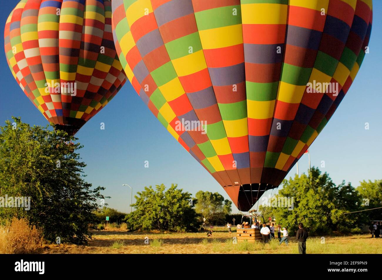 Hot air balloon preparing to take off Stock Photo - Alamy