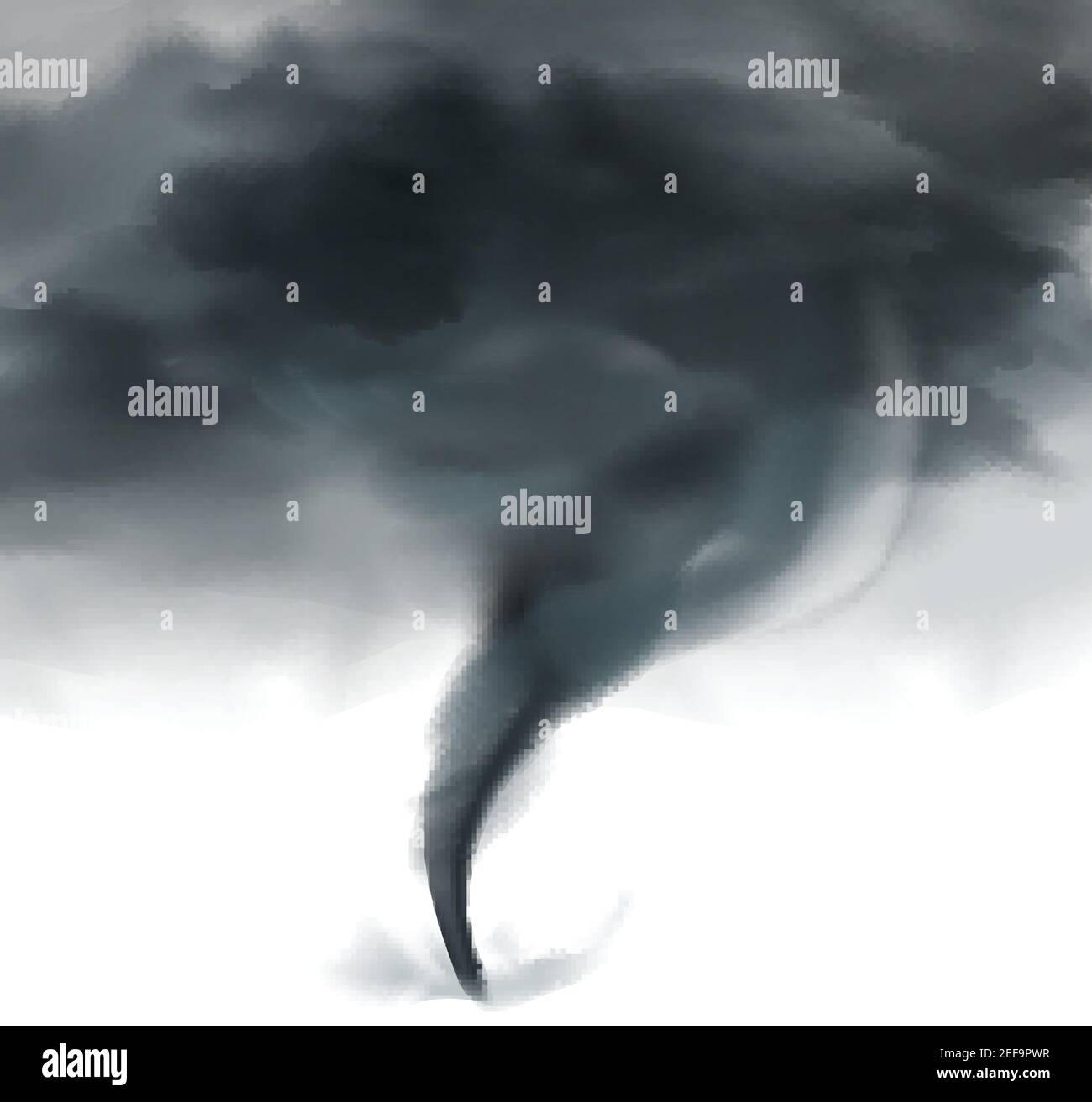 Tornado twister funnel spinning into dark cloudy stormy sky black white ...