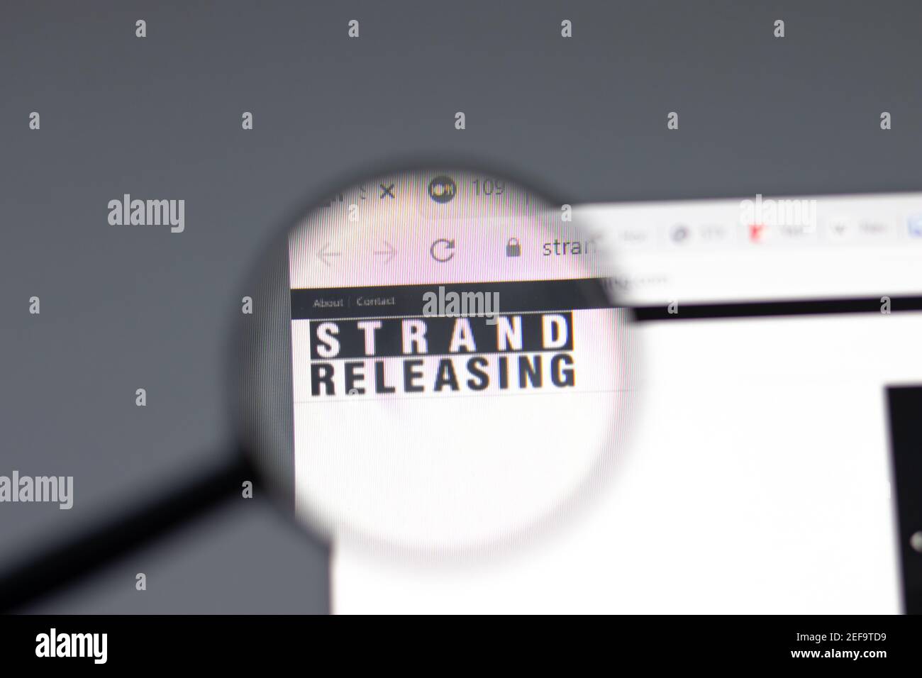 New York, USA - 15 February 2021: Strand Releasing website in browser with company logo ...