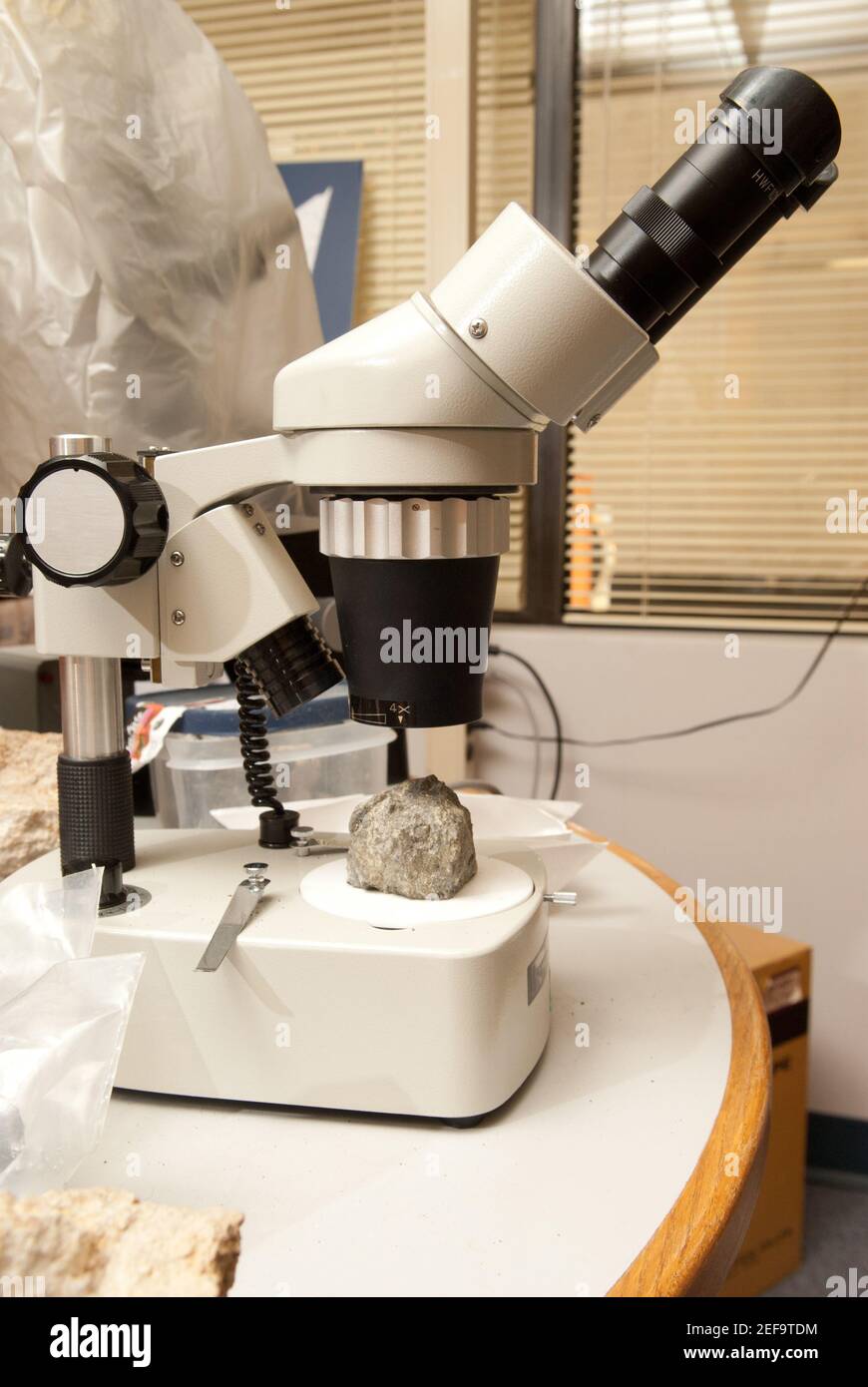 laboratory microscope with rock mineral sample Stock Photo - Alamy