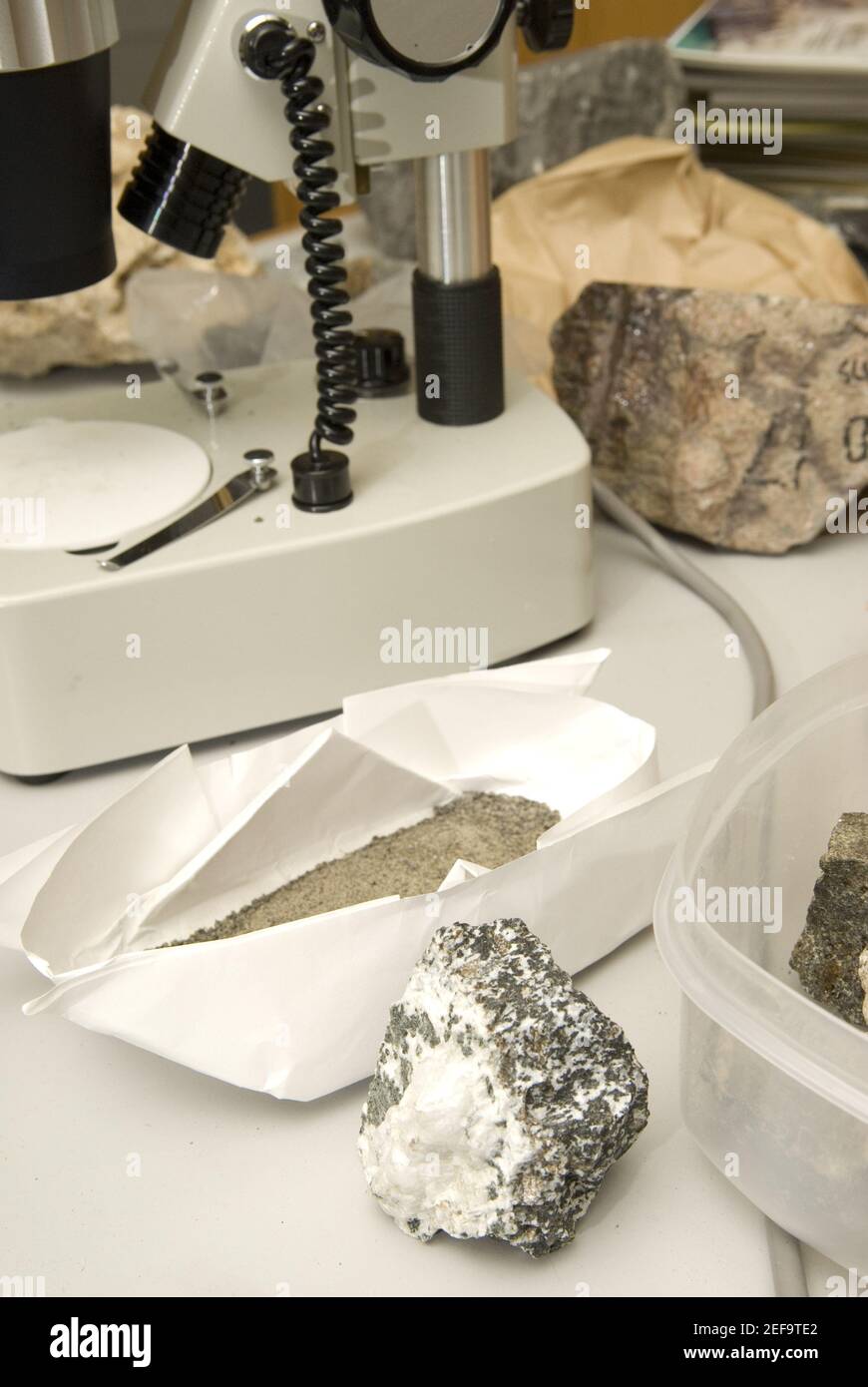 geologist's table with samples Stock Photo - Alamy