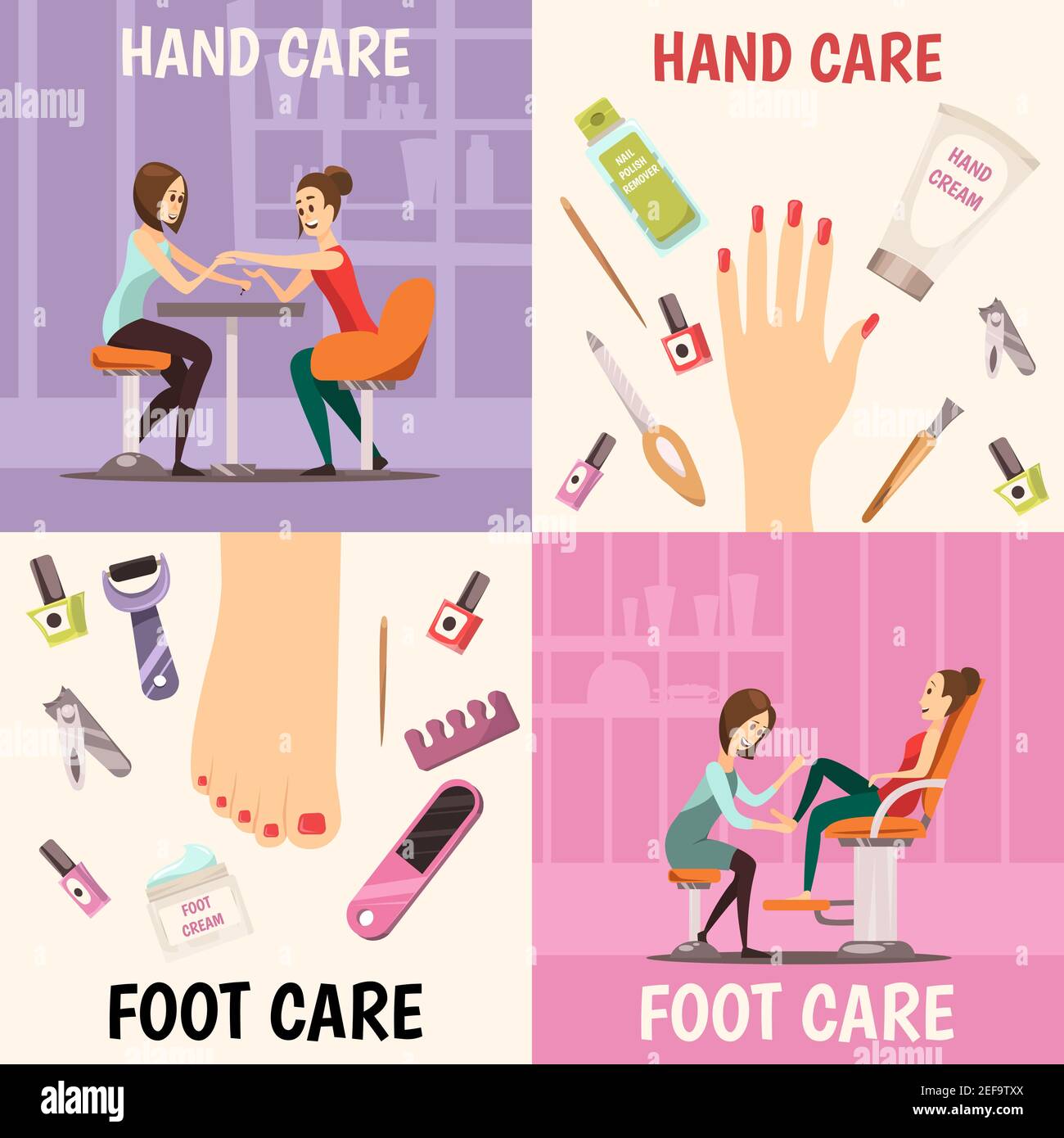 Manicure And Pedicure Cartoon
