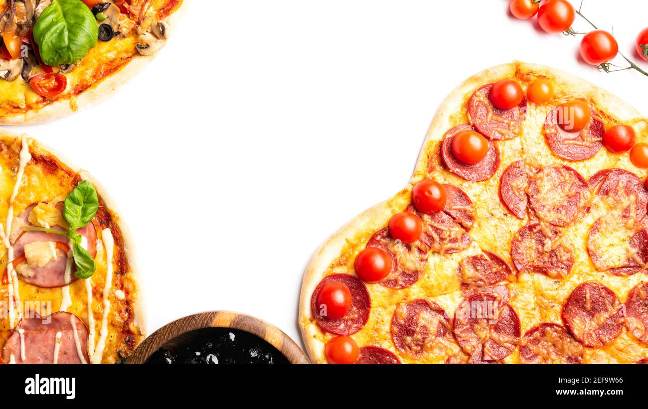 different various kind of pizzas in assortment, set combo of pizza, for ...