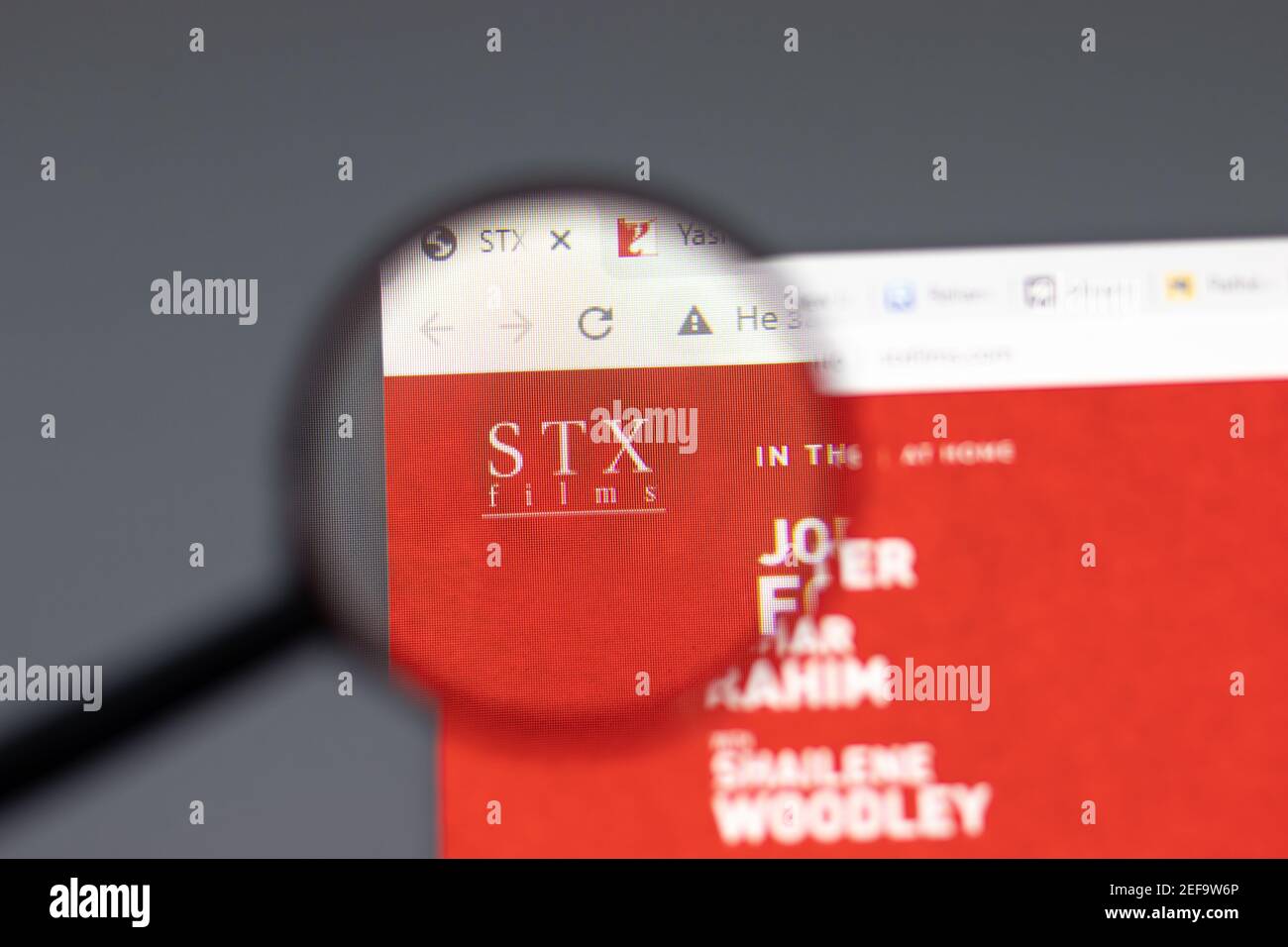 New York, USA - 15 February 2021: STX Entertainment website in browser ...