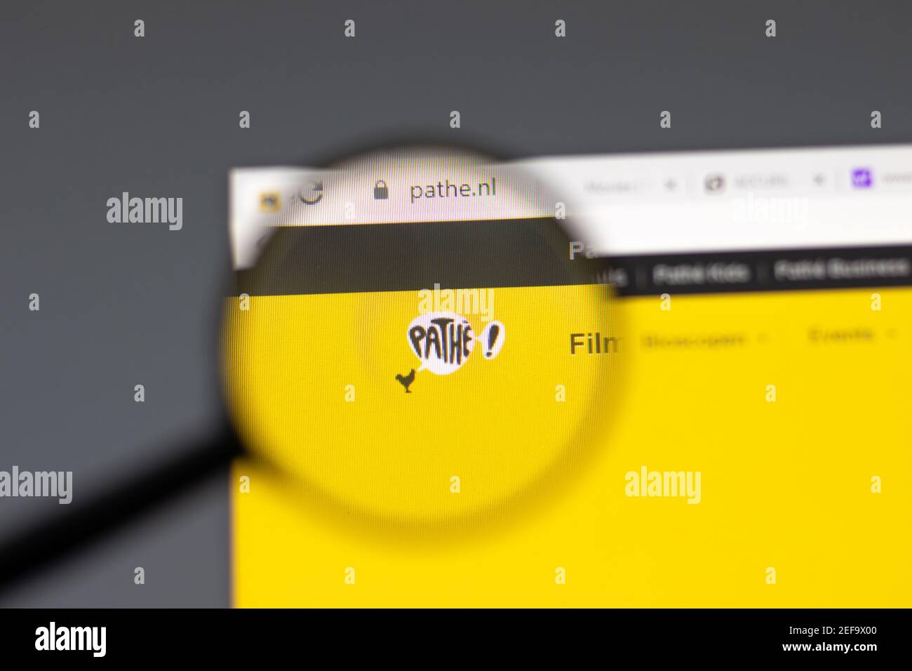 New York, USA - 15 February 2021: Pathe website in browser with company ...