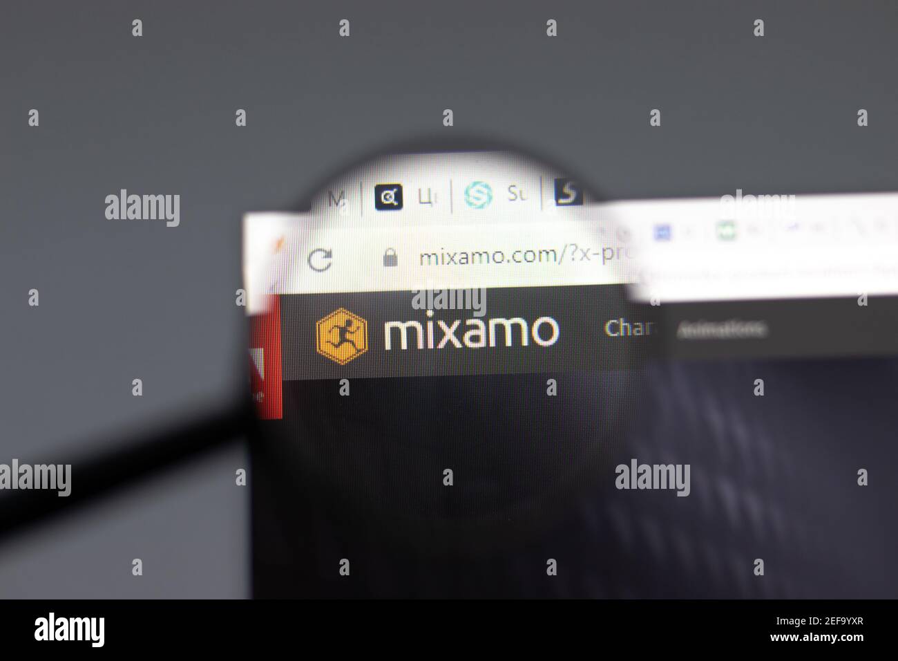 New York, USA - 15 February 2021: Mixamo website in browser with ...