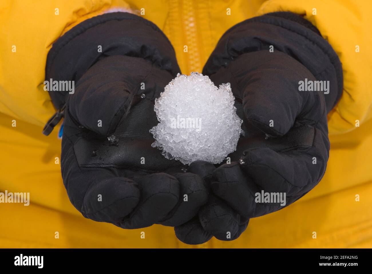 Mid section view of a person holding a snowball Stock Photo - Alamy