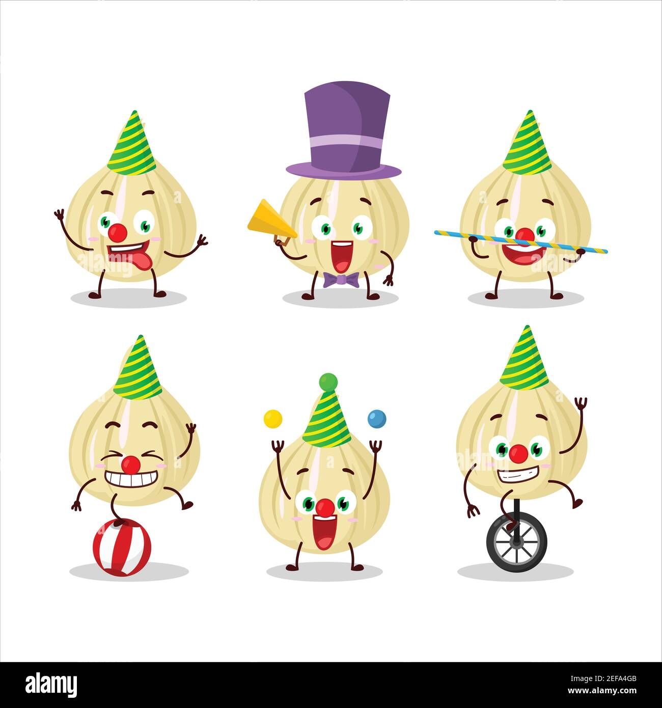 Cartoon character of new garlic with various circus shows. Vector ...