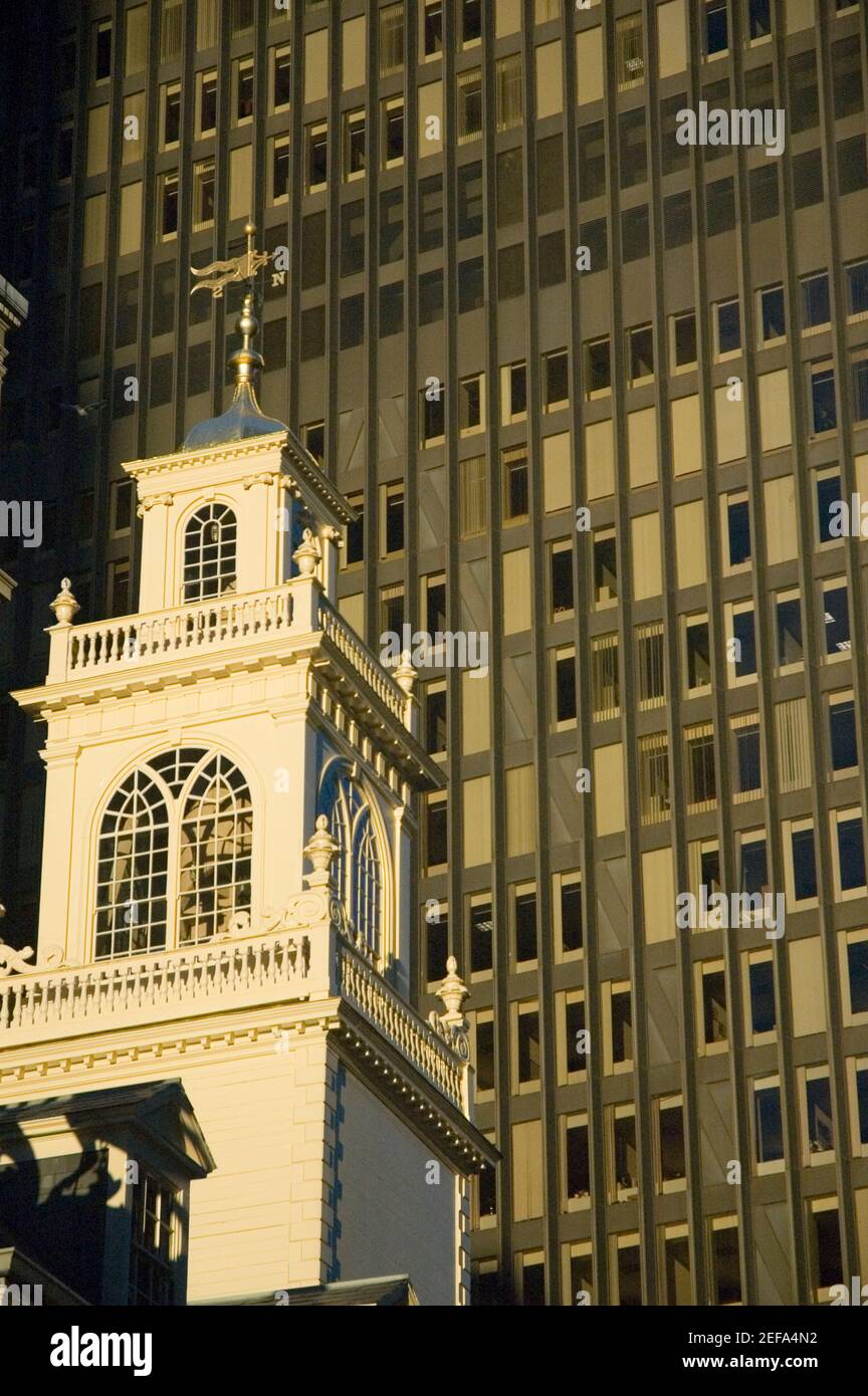 High section view of a tower in front of a skyscraper, Boston ...