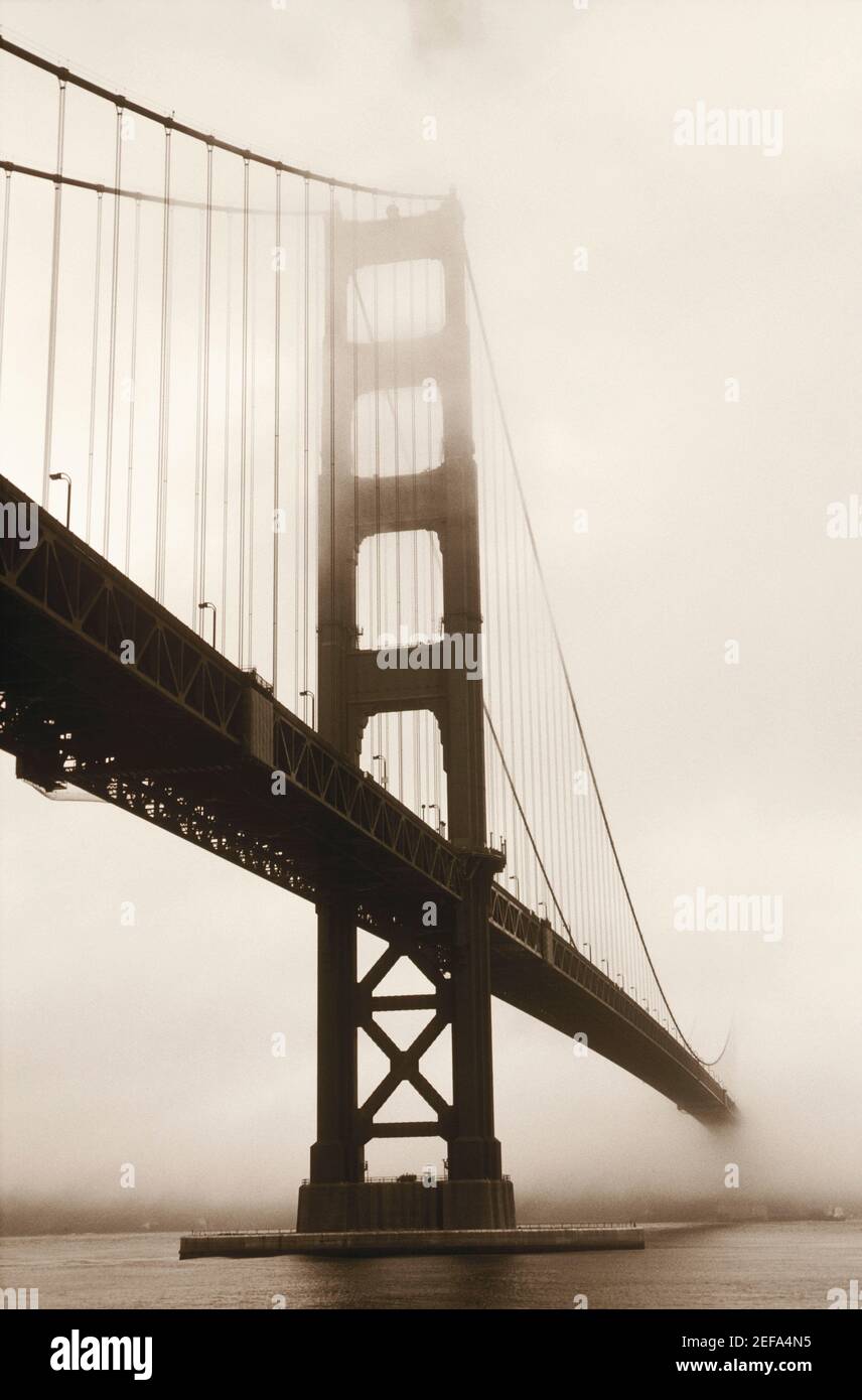 Low angle view of a bridge, Golden Gate Bridge, San Francisco ...