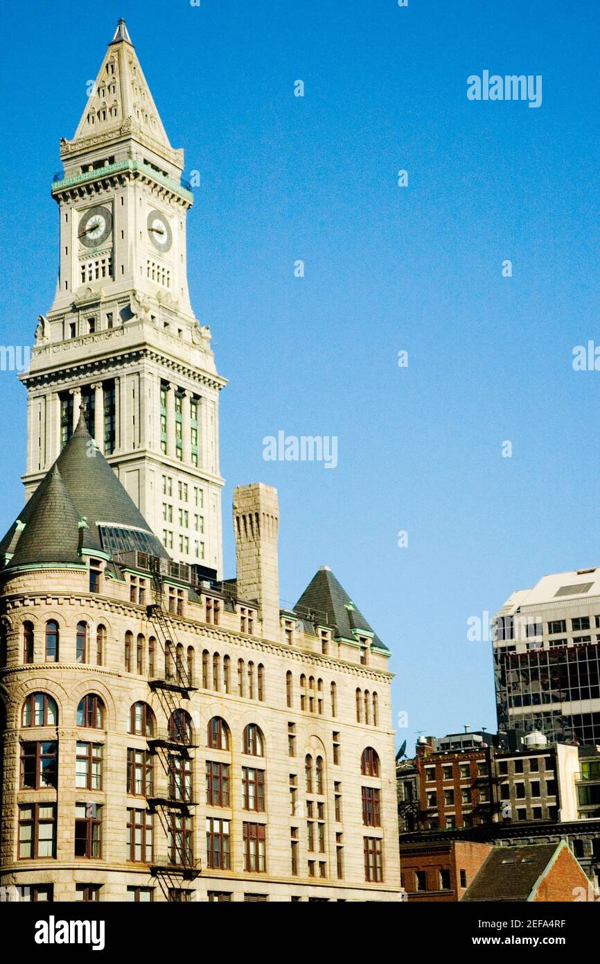 Low angle view of a clock tower, Boston, Massachusetts, USA Stock Photo ...